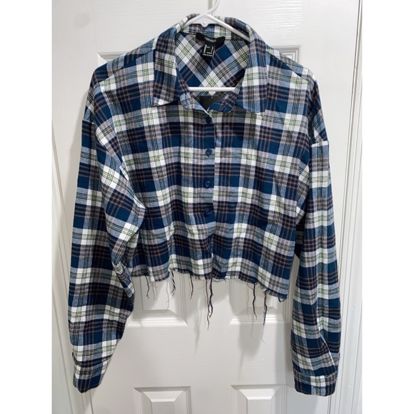 Tops | Flannel Crop Top | Poshmark